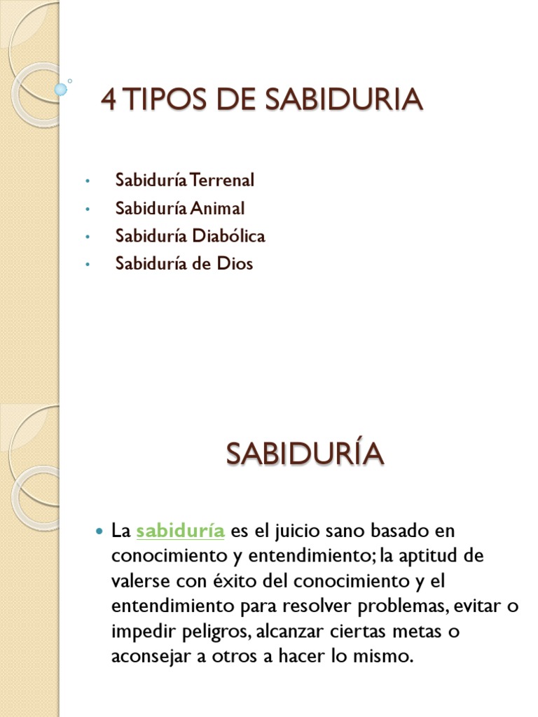4 Tipos de Sabiduria | PDF | Derecho | Relaciones personales, crianza y ...
