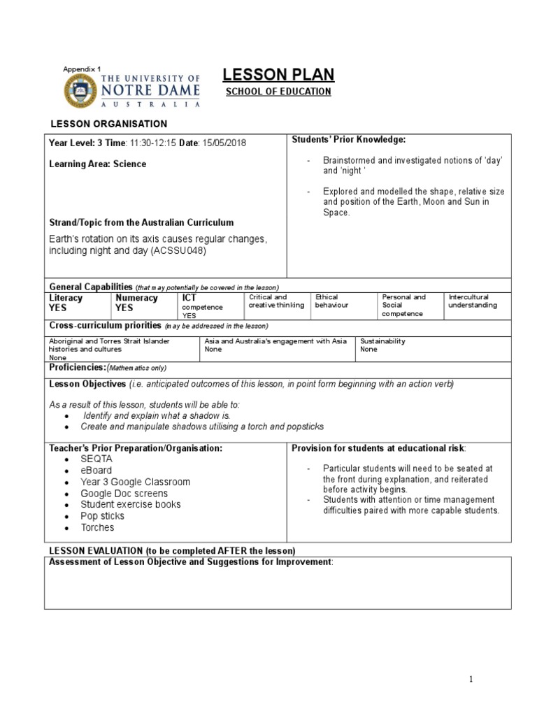 Science Shadows Lesson Plan | PDF | Rubric (Academic) | Teachers