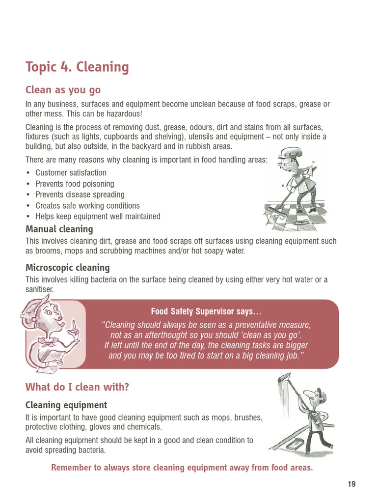 Food Safety Cleaning Guide - 40 Steps Checklist | PDF | Disinfectant ...