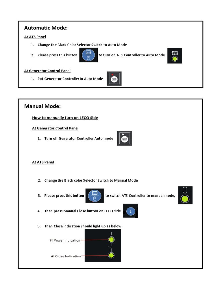 Automatic Mode:: at ATS Panel | PDF