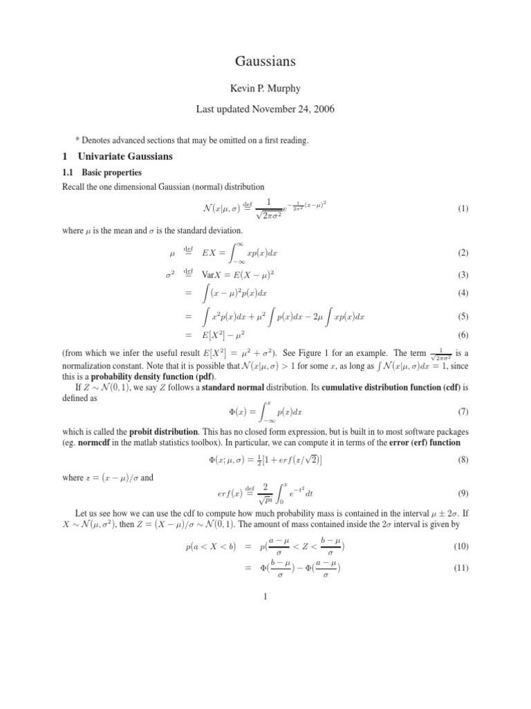 Murphy Gaussians | PDF | Eigenvalues And Eigenvectors | Correlation And Dependence