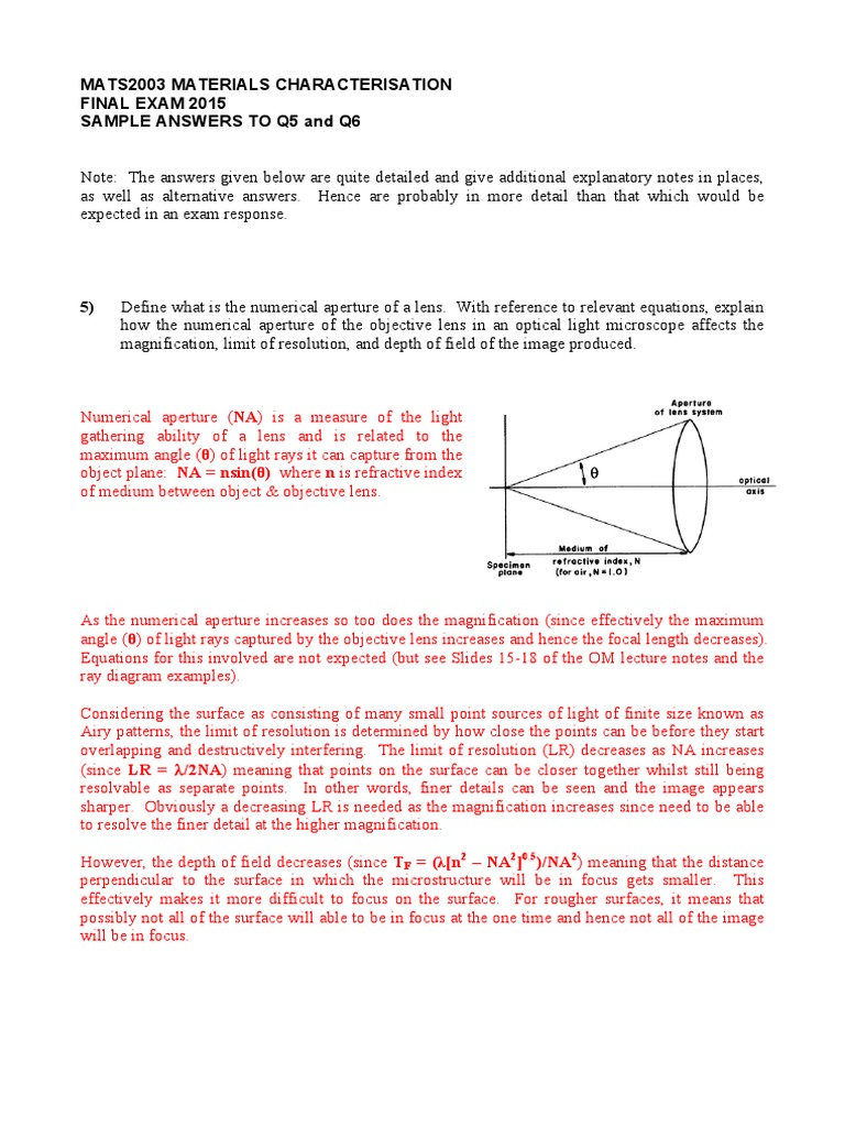 MATS2003 Final Exam 2015 Example Solutions For Students in 2016 | PDF | Angular Resolution ...