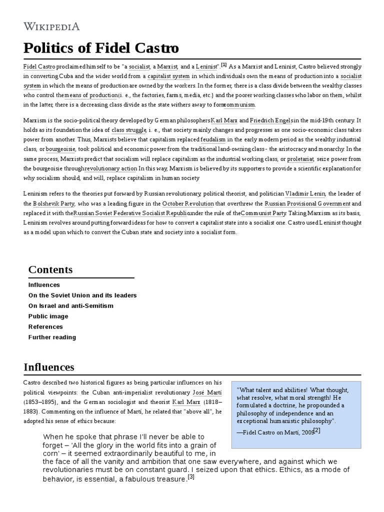 Politics of Fidel Castro | PDF | Social Ideologies | Sociological Theories