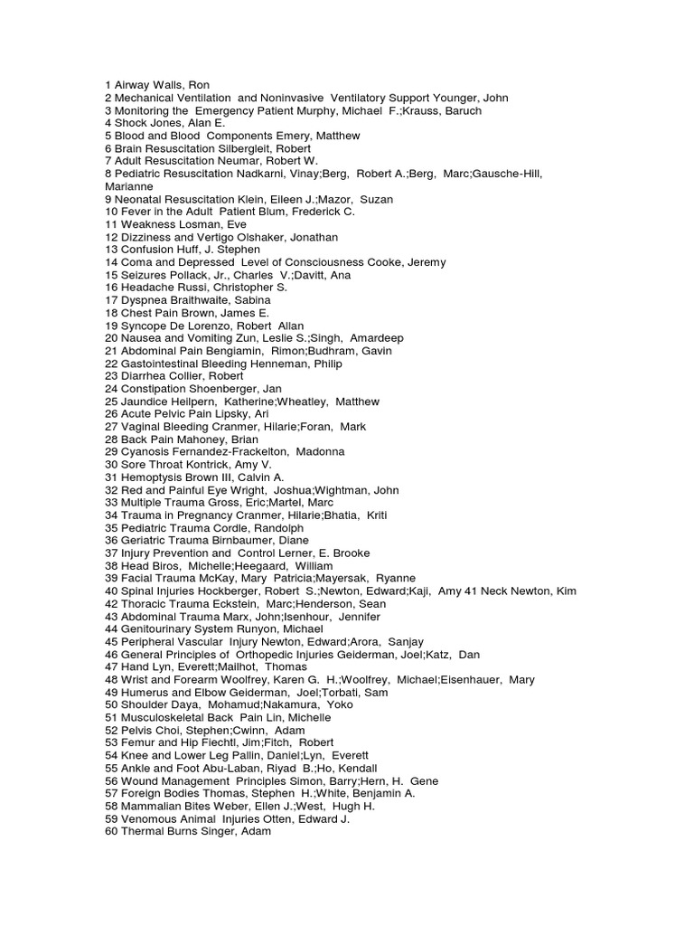 Rosen's Emergency Medicine Table of Content | PDF | Respiratory ...