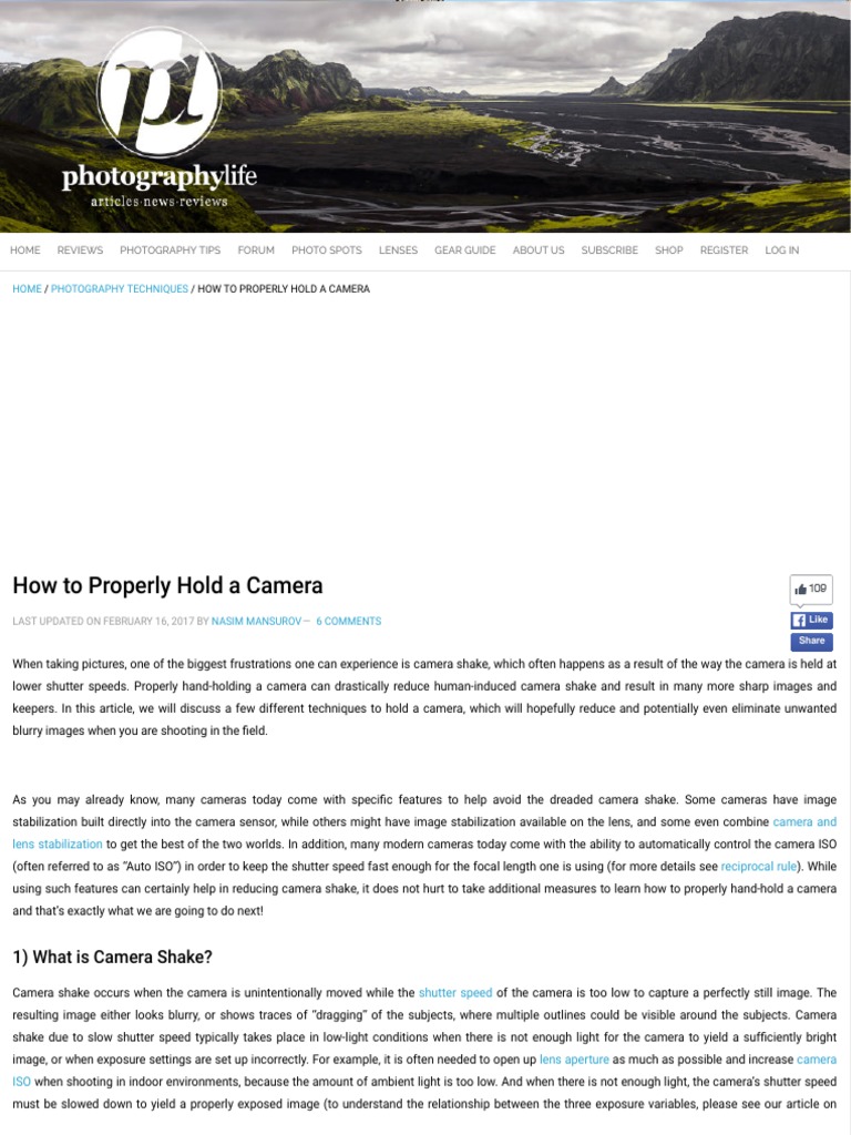 How To Properly Hold A Camera | PDF | Image Stabilization | Shutter Speed
