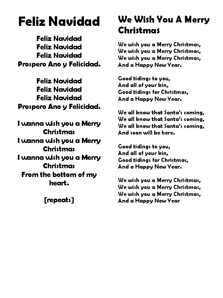 Feliz Navidad: We Wish You A Merry Christmas | PDF | Christmas Songs ...
