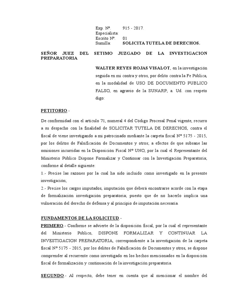 Tutela de Derechos - Escrito | PDF | Ley Pública | Virtud