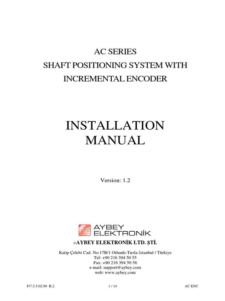 AC Encoder Installation Manual v1.2 | PDF | Power Inverter | Elevator