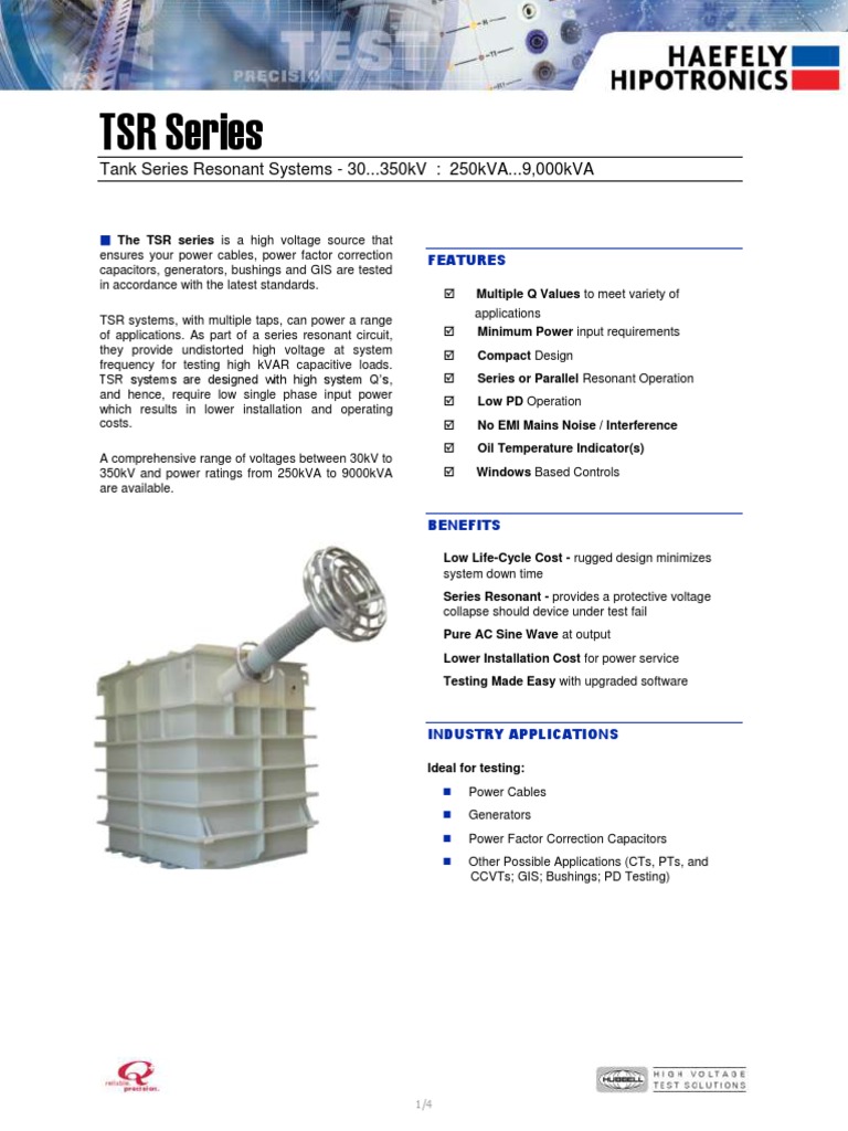 Test High Voltage Equipment with Compact Tank Series Resonant Systems ...