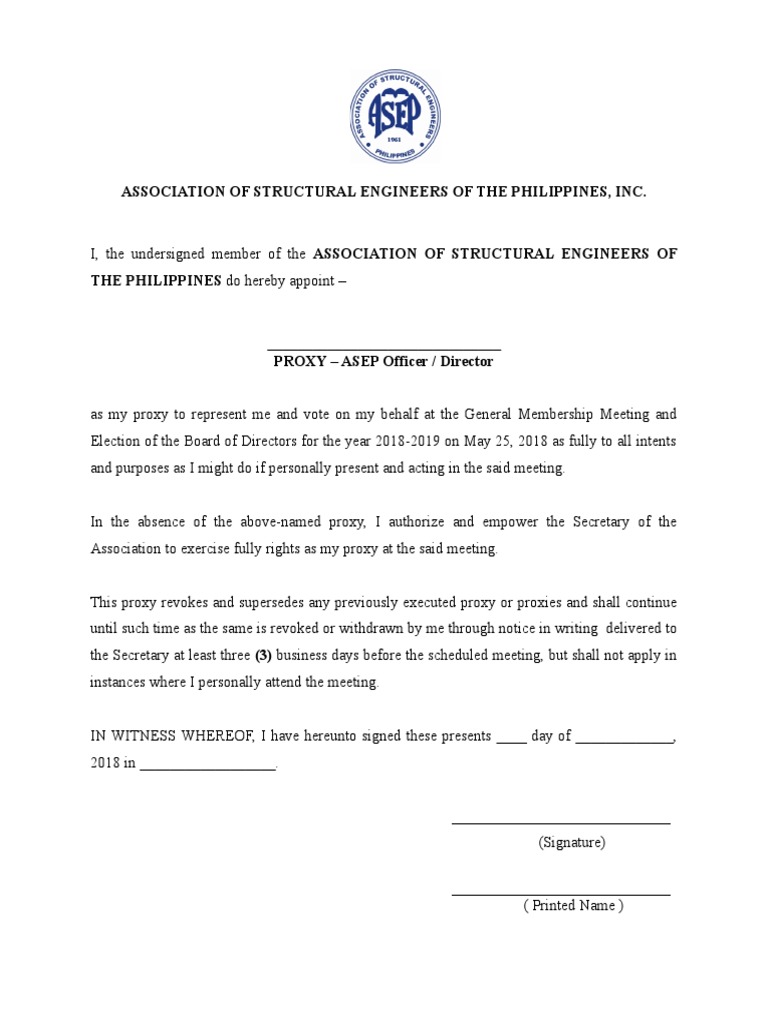 Proxy Form 2018 | PDF