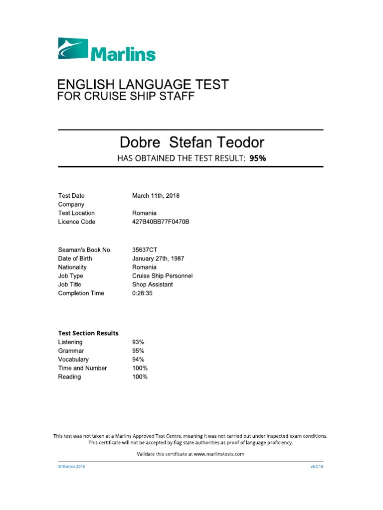 Marlins Test 2018 | PDF