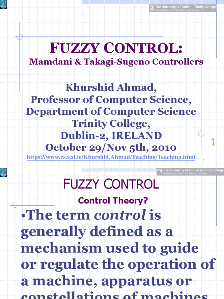 November Lecture 6 Takagi Sugeno | PDF | Fuzzy Logic | Control Theory