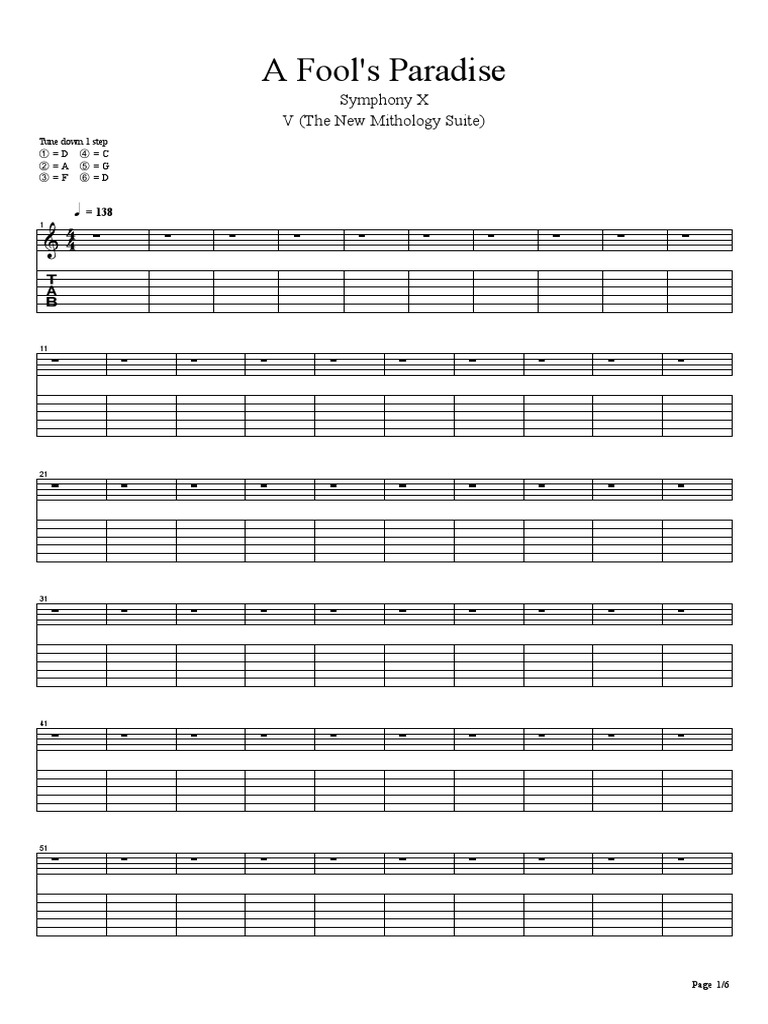 Symphony X - A Fools Paradise (Guitar Pro) | PDF | Musical Instruments ...