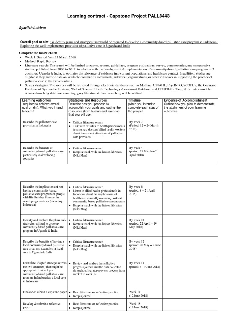 Learning Contract Proforma | PDF | Health Care | Health Sciences