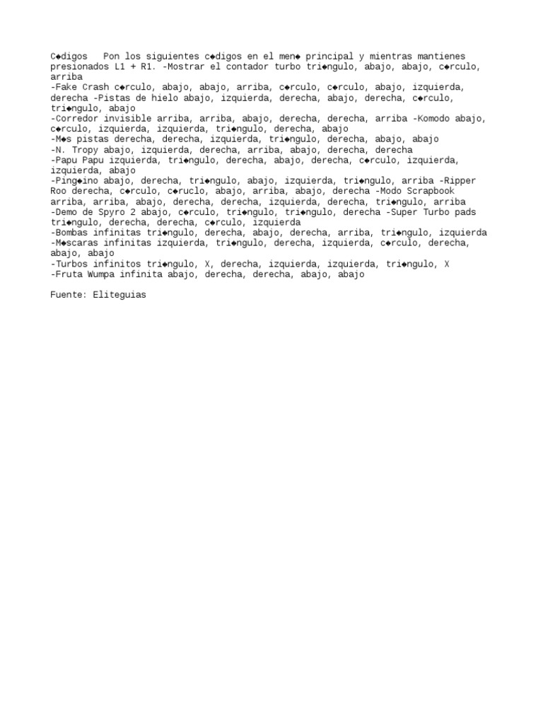 Codigos CTR PS1 | PDF