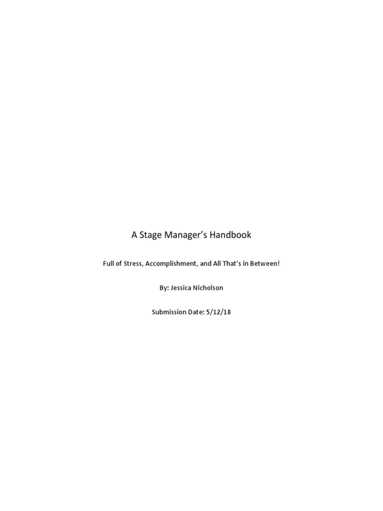 Stage Managment HandBook | PDF | Audition | Actor