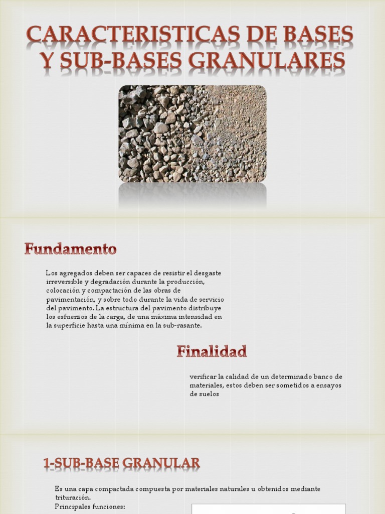 Caracteristicas de Bases y Sub-Bases Granulares | PDF | Plasticidad (Física) | Materiales
