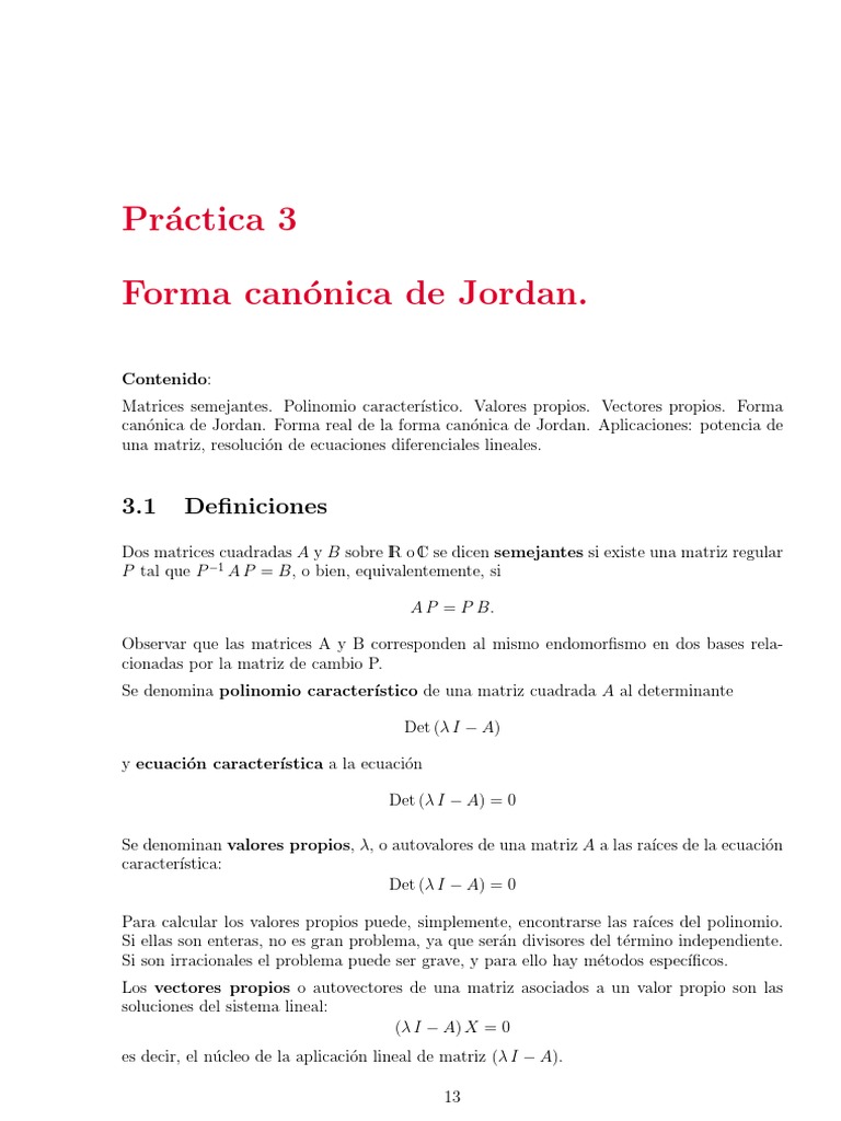 Forma de Jordan Matlab | PDF | Valores propios y vectores propios ...