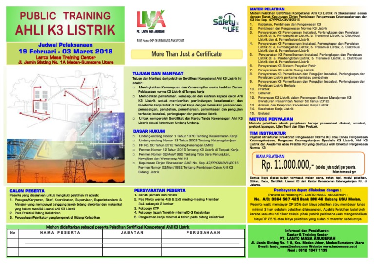 Brosur Pembinaan Ahli K3 Spesialis Listrik | PDF