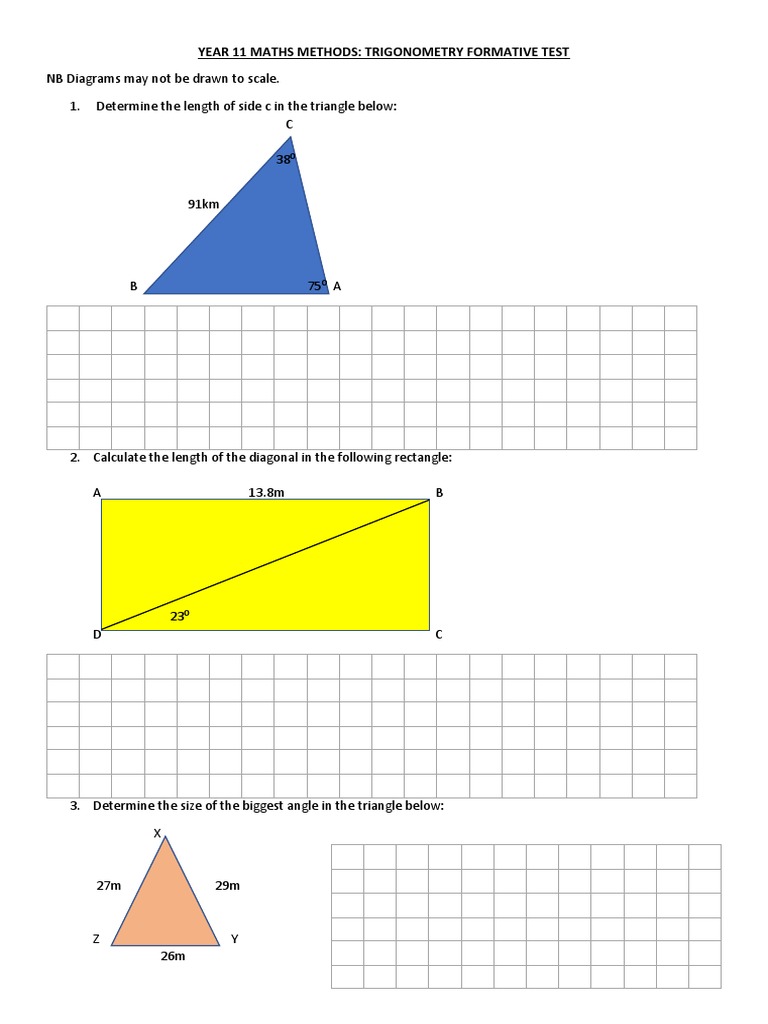 Year 11 Maths Methods: Trigonometry Formative Test | PDF