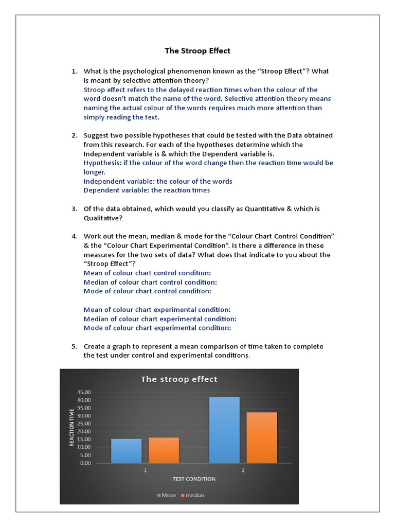 Psychology Stroop Effect | PDF | Experiment | Dependent And Independent ...