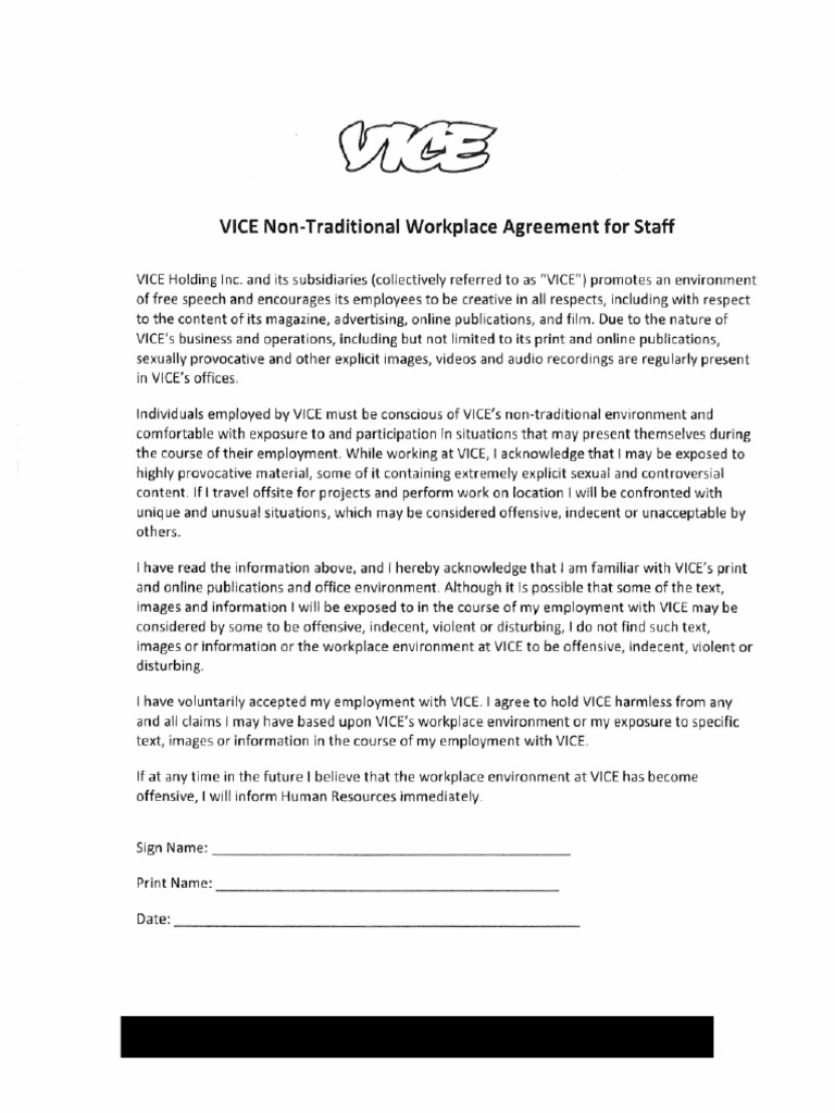 Non Traditional Workplace Agreement | PDF