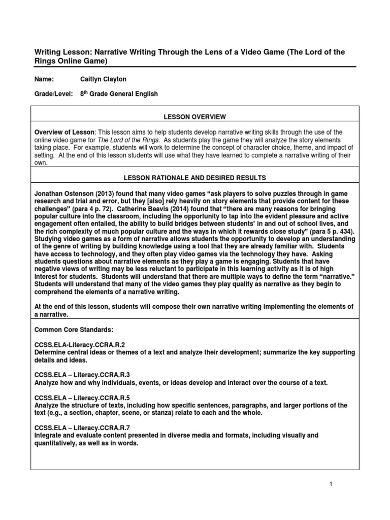 Video Game - Narrative Writing | PDF | Narrative | Video Games