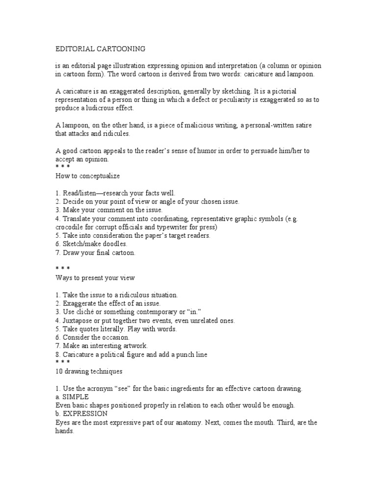 Editorial Cartooning | PDF | Cartoon | Caricature