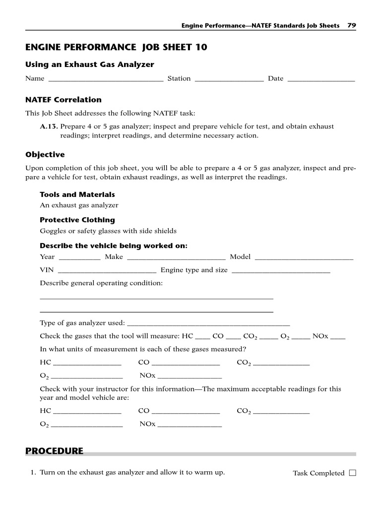 Engine Perfomance Job Sheet 10 | PDF | Exhaust Gas | Gases