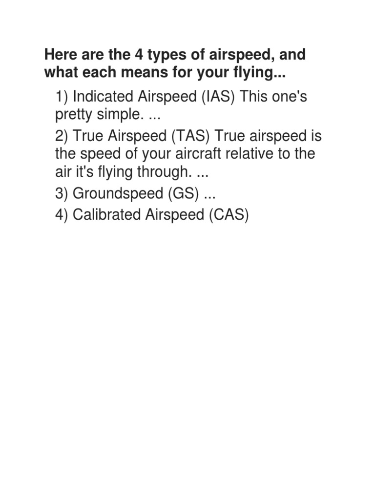 Here Are The 4 Types of Airspeed, and What Each Means For Your Flying ...
