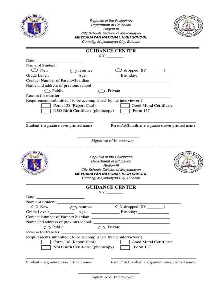 Guidance Form | PDF | Social Institutions | Social Science