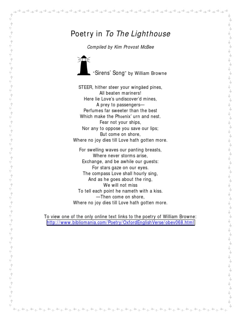 Poetry in To The Lighthouse: Sirens' Song | PDF | Poetry