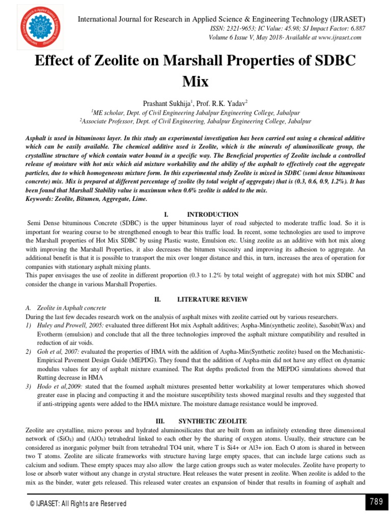 Effect of Zeolite On Marshall Properties of SDBC Mix | PDF | Asphalt ...