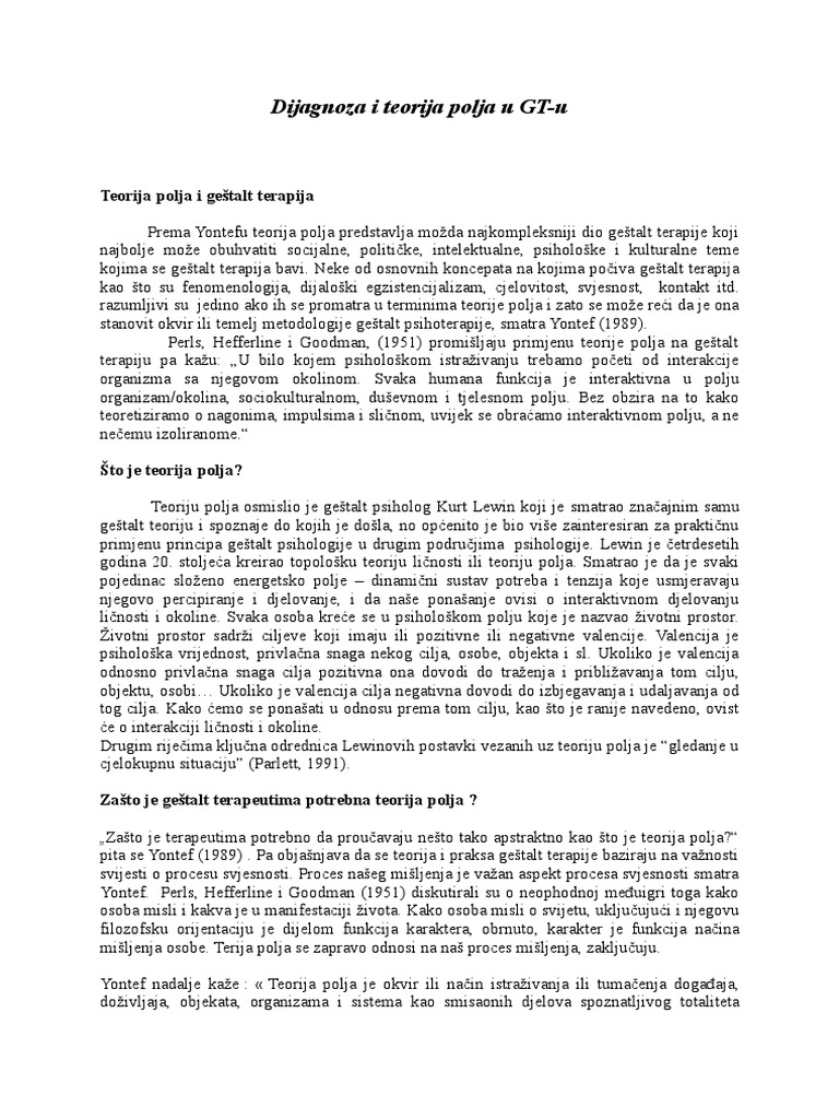 Dijagnoza I Teorija Polja U GT1 | PDF