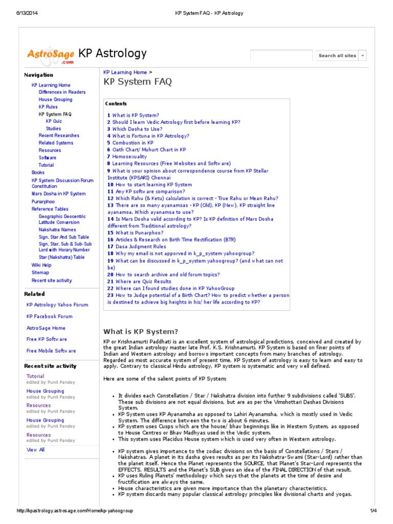 KP System Faq KP Astrology PDF | PDF | Hindu Astrology | Astrology