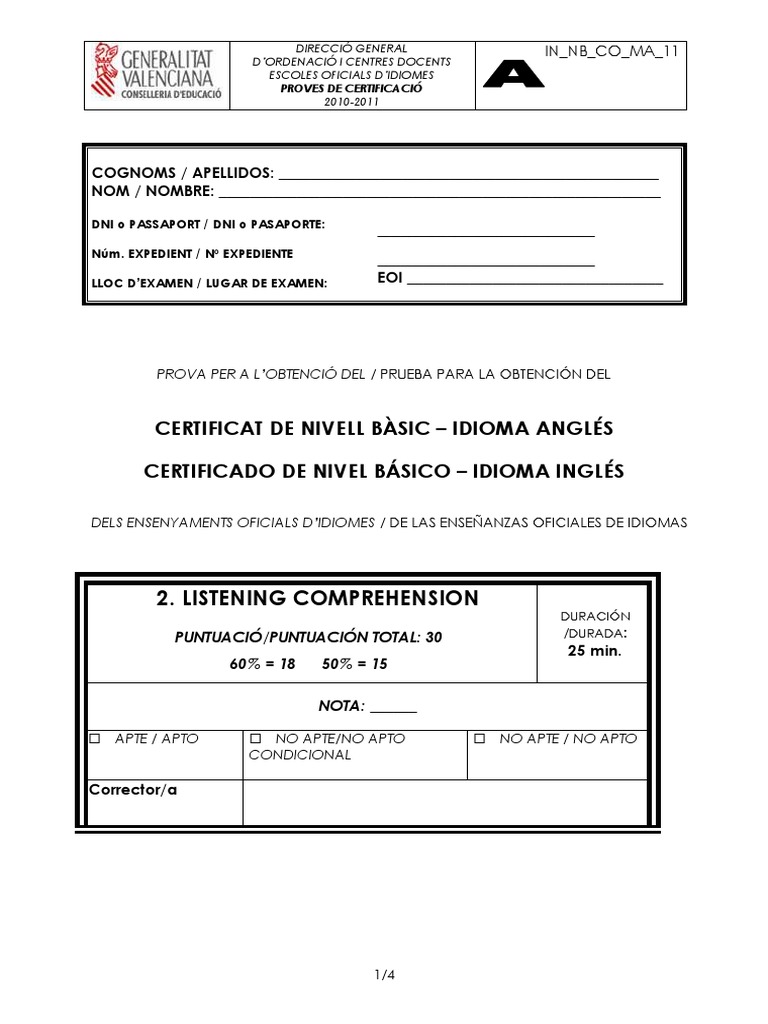 Listening Eoi PDF | PDF