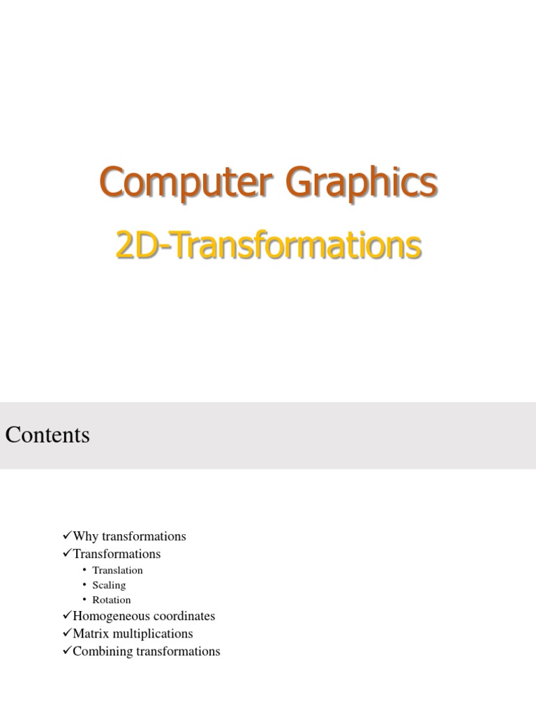 Computer Graphics: 2D-Transformations | PDF | 2 D Computer Graphics ...