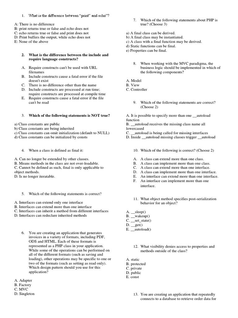 PHP Theoritical Mocks Without Answer | PDF | Xml | Http Cookie