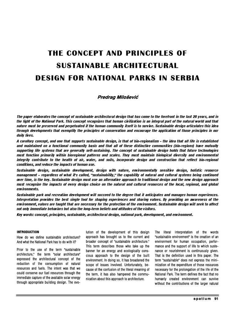 Sustainable architectural design principles for Serbia's national parks ...