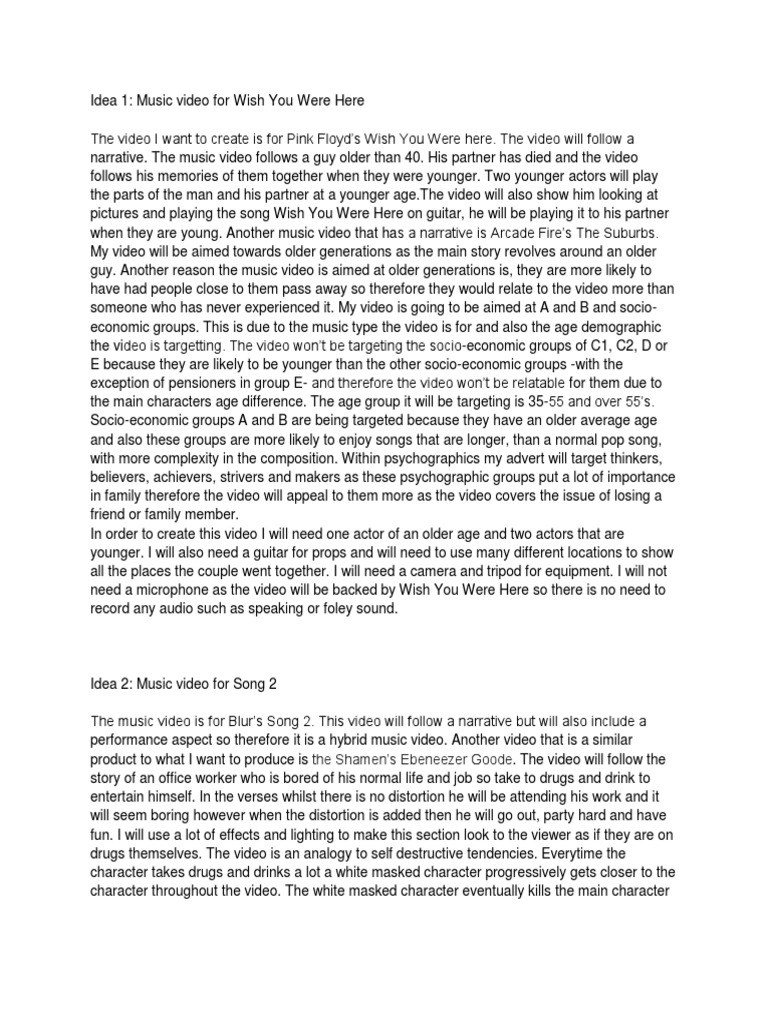 Idea Document 1 Pdf Video Leisure