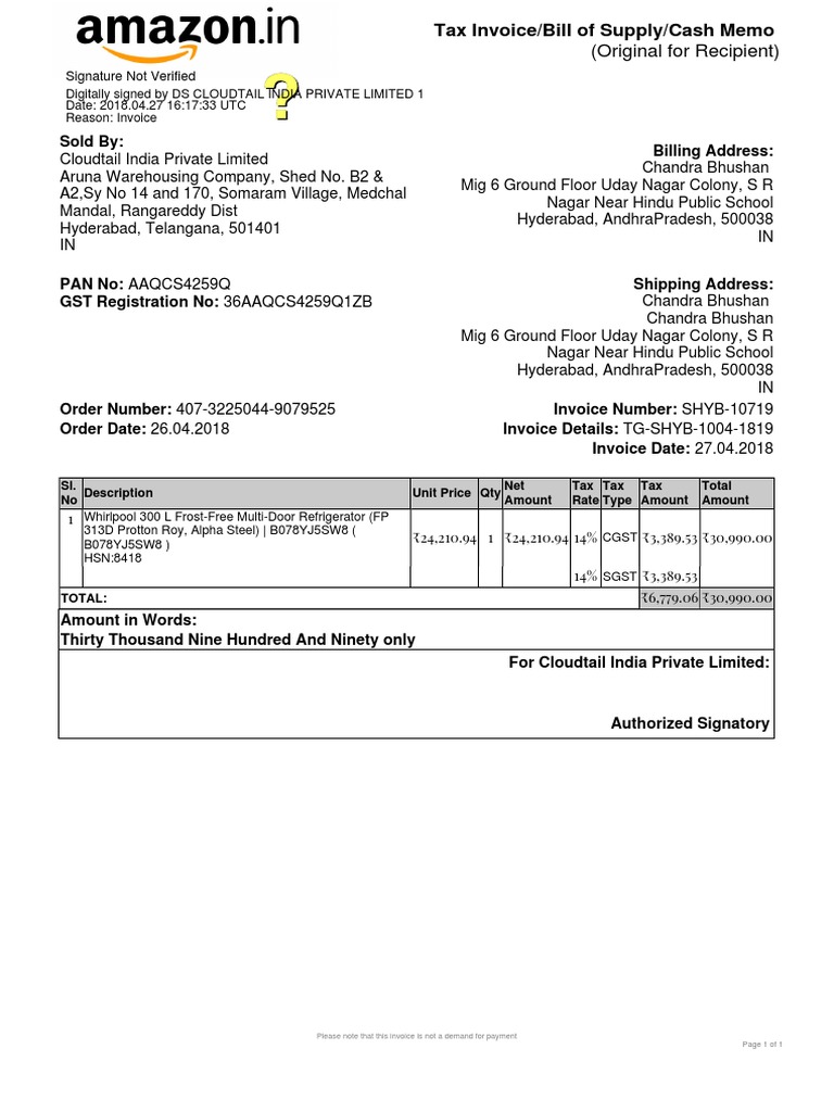Amazon Invoice | PDF | Invoice | Taxation
