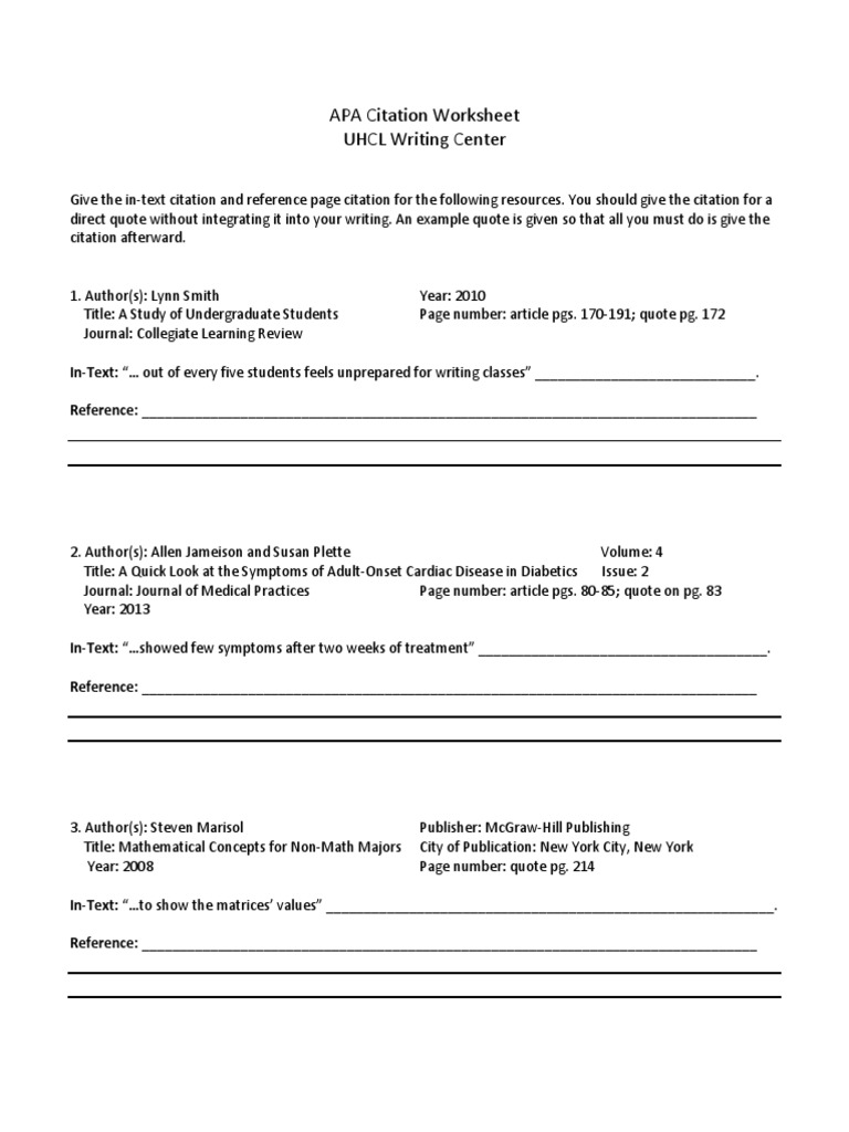 A Pa Citation Worksheet | PDF | Health Care