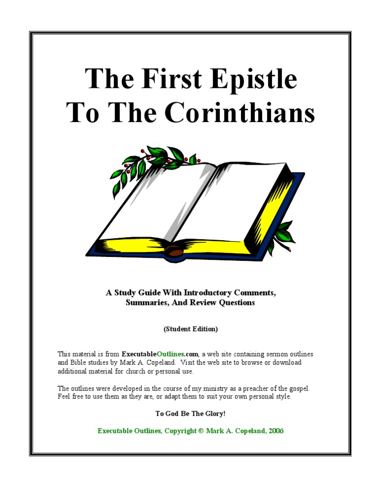 The First Epistle To The Corinthians: A Study Guide With Introductory ...