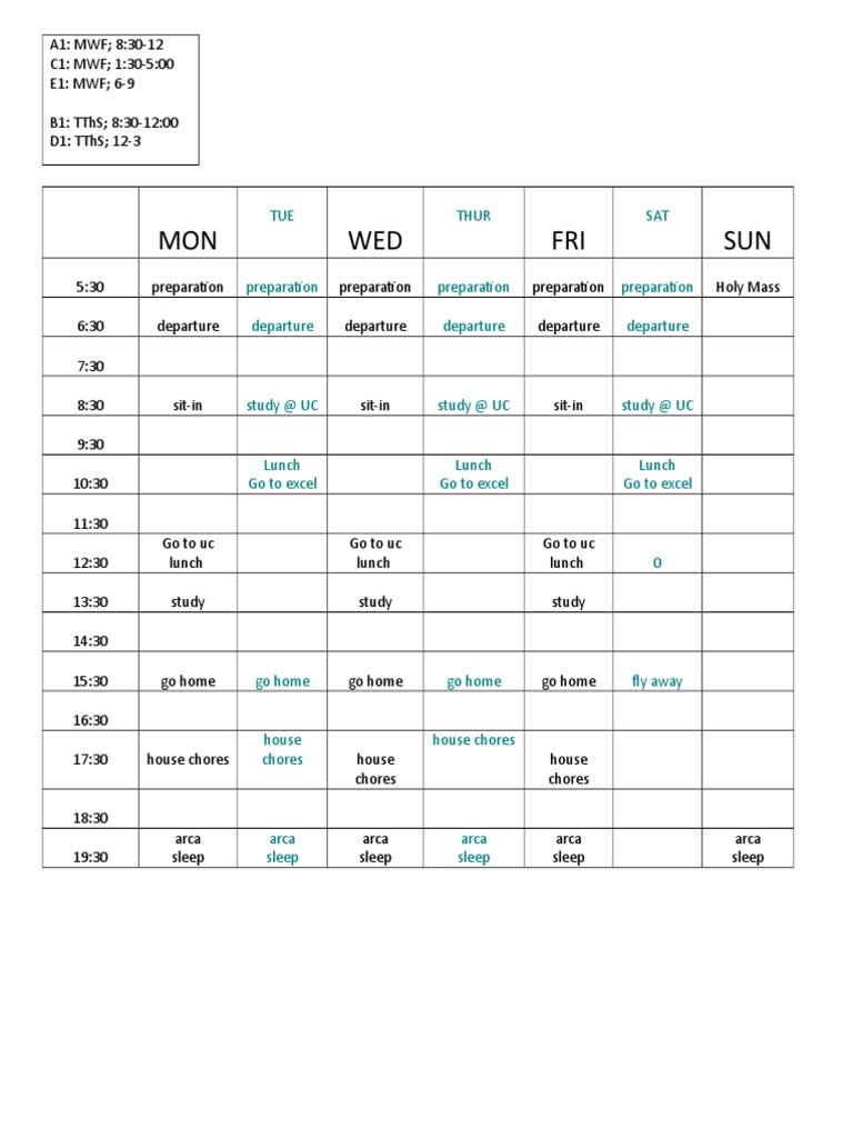 Sample Schedule For Review | PDF