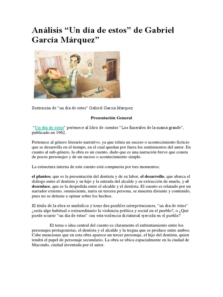 Análisis Del Cuento Un Dia de Estos | PDF | Cuentos | Narración