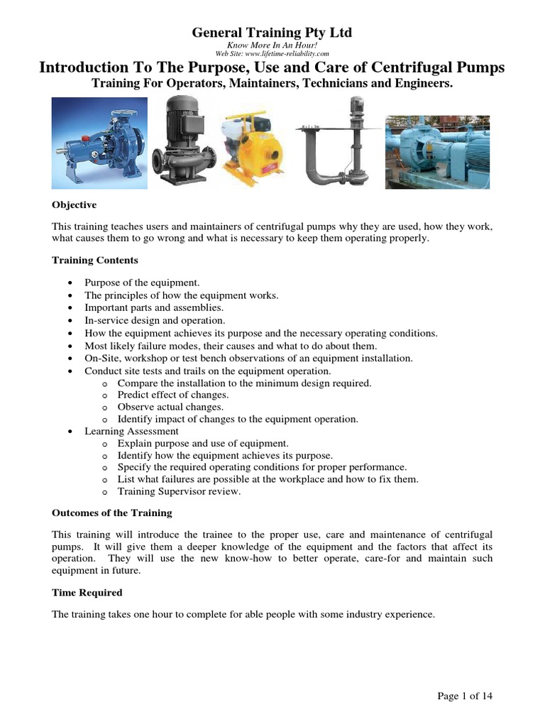 PGT006 Centrifugal Pumps Intro Training PDF | PDF | Pump | Valve