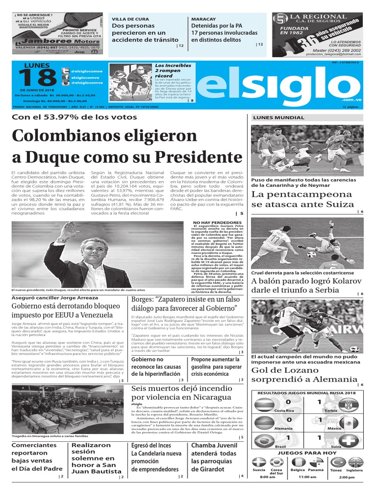 Edición Impresa El Siglo 18-06-2018 | PDF | Venezuela | Nicaragua