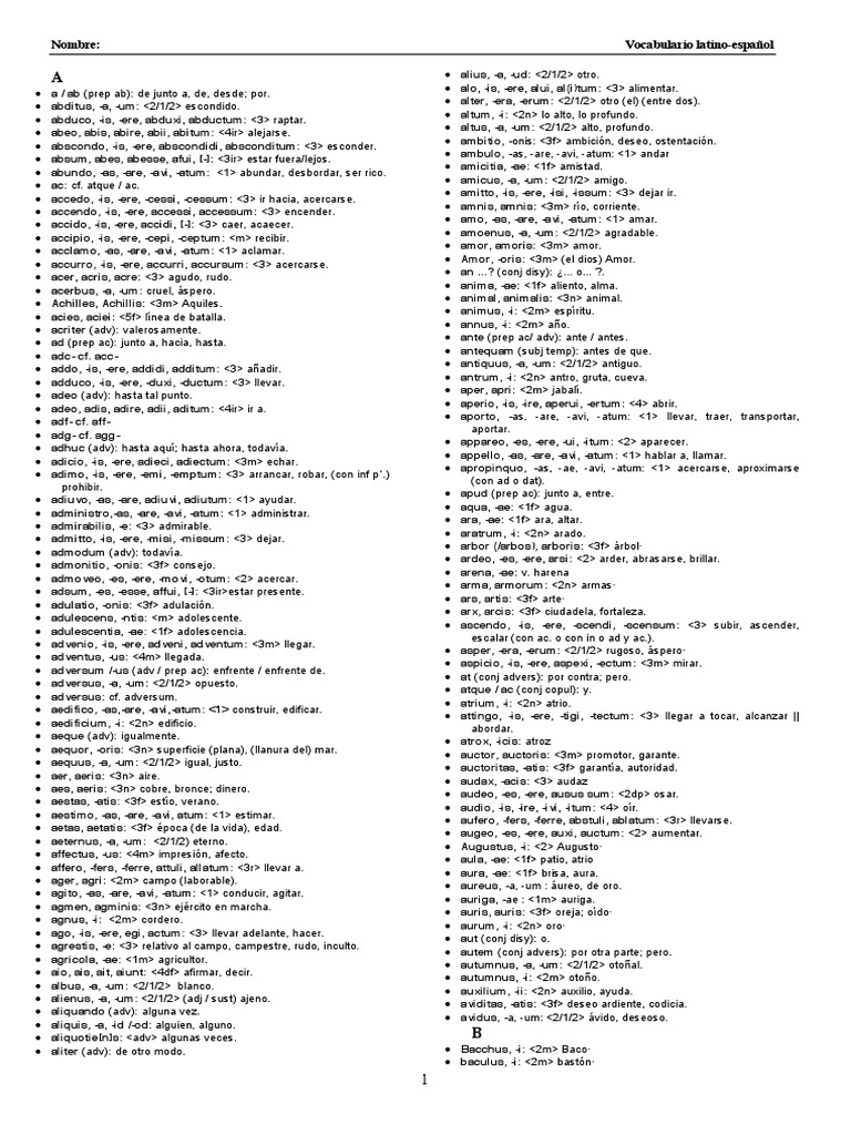 Vocabulario Alumnos PDF | PDF