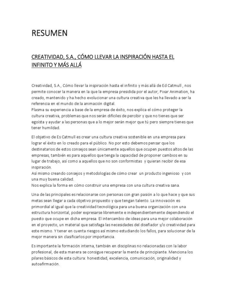 RESUMEN Creatividad S.V | PDF | Mente | Creatividad