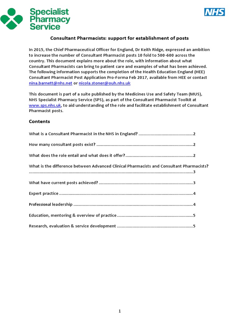 Consultant Pharmacist Overview Background and Support For Completion of ...